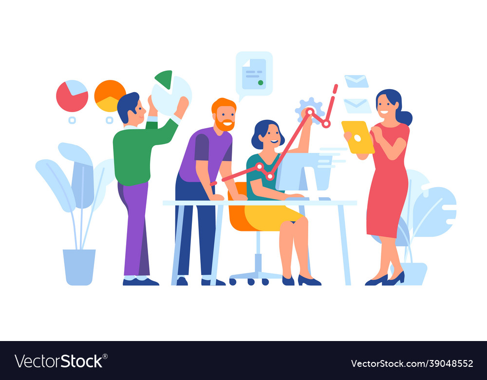 Office teamwork development team in process Vector Image