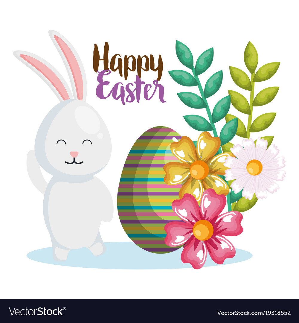 Rabbit and egg happy easter Royalty Free Vector Image