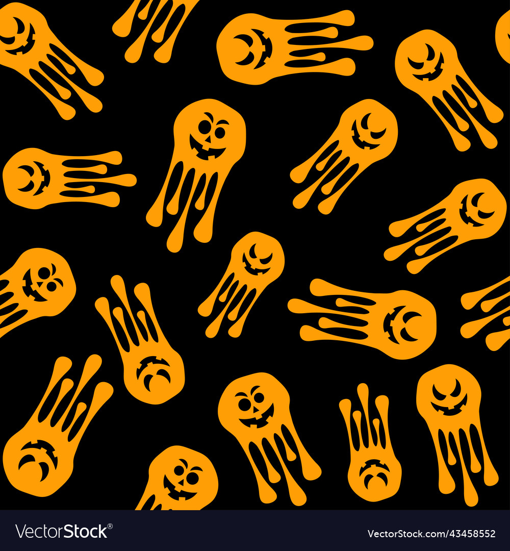 Seamless ghost pattern with black background Vector Image