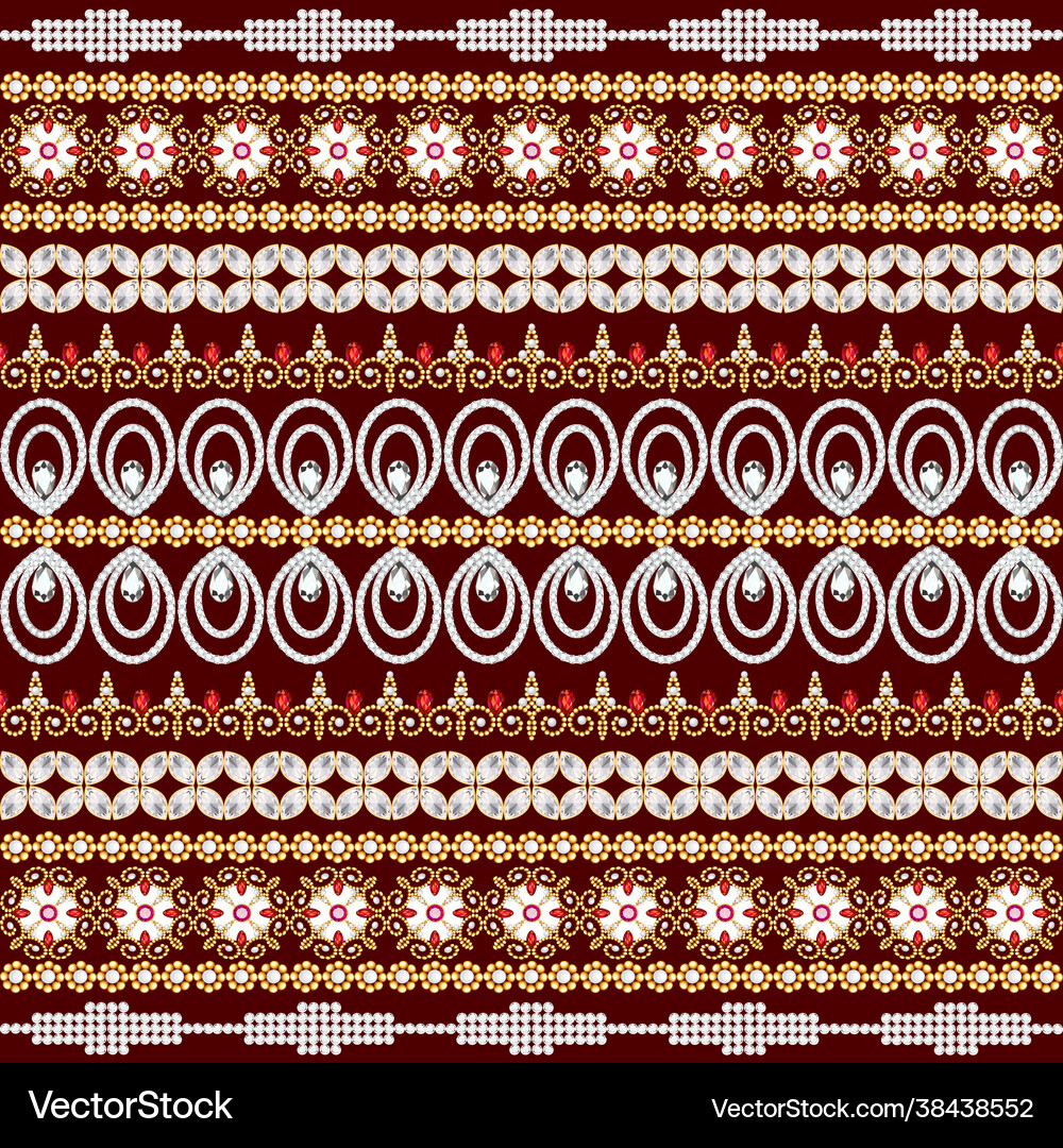 Seamless pattern gold jewelry pendants beads Vector Image