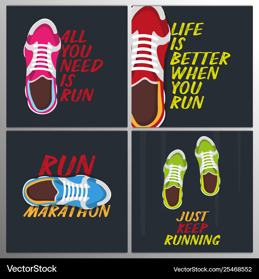 Set sports quotes on dark background Royalty Free Vector