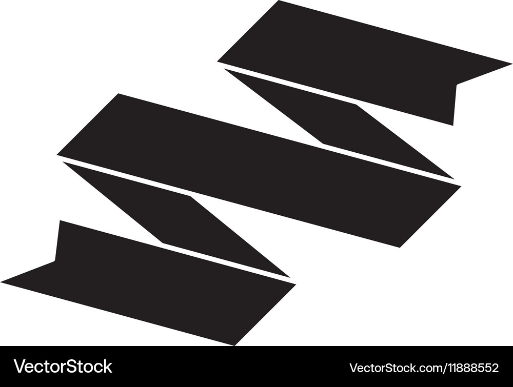 Silhouette black ribbon banner icon Royalty Free Vector