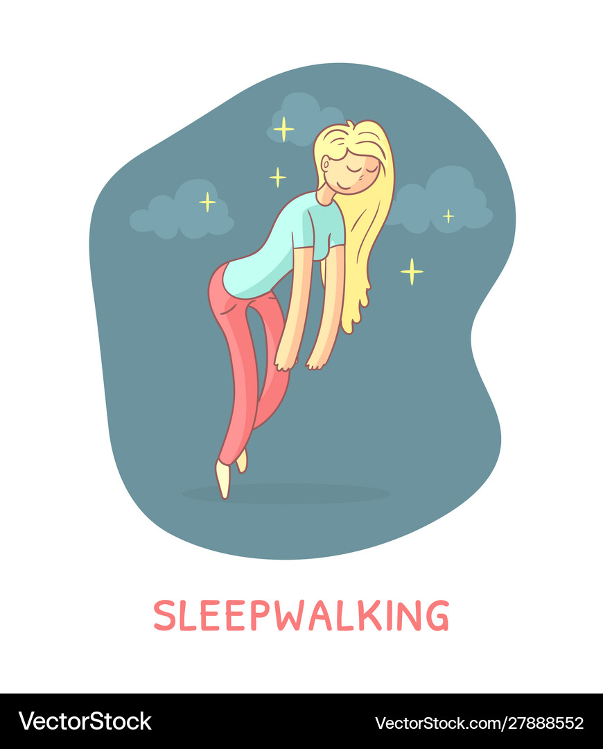 Sleepwalking banner template girl walking Vector Image