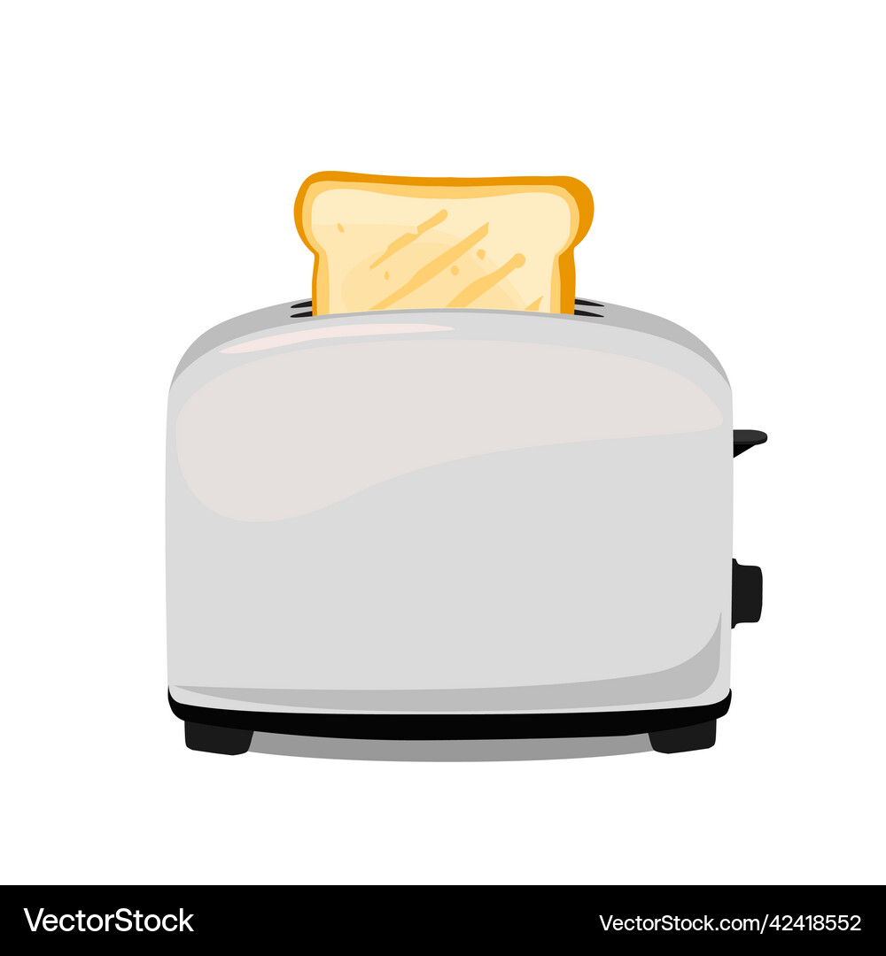 Stainless steel toaster with toasted bread Vector Image