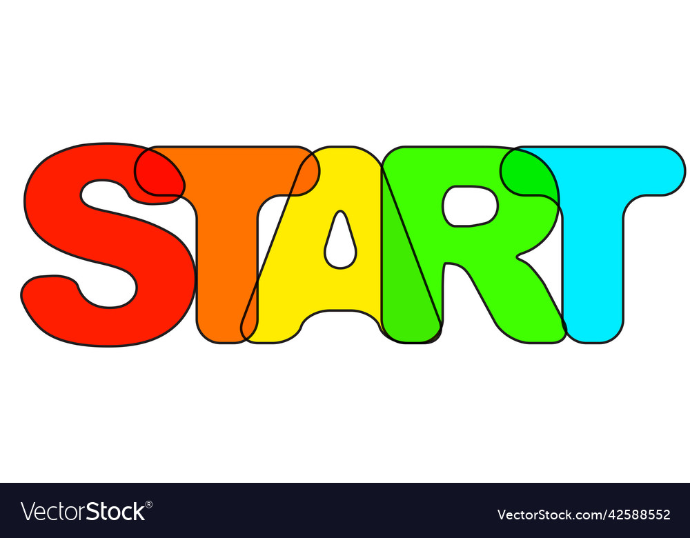 Start rainbow text Royalty Free Vector Image - VectorStock