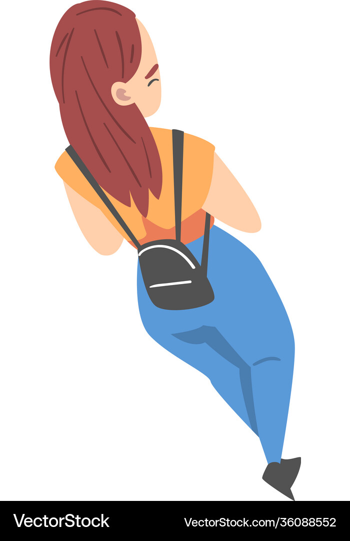 Top view on going and walking woman character Vector Image