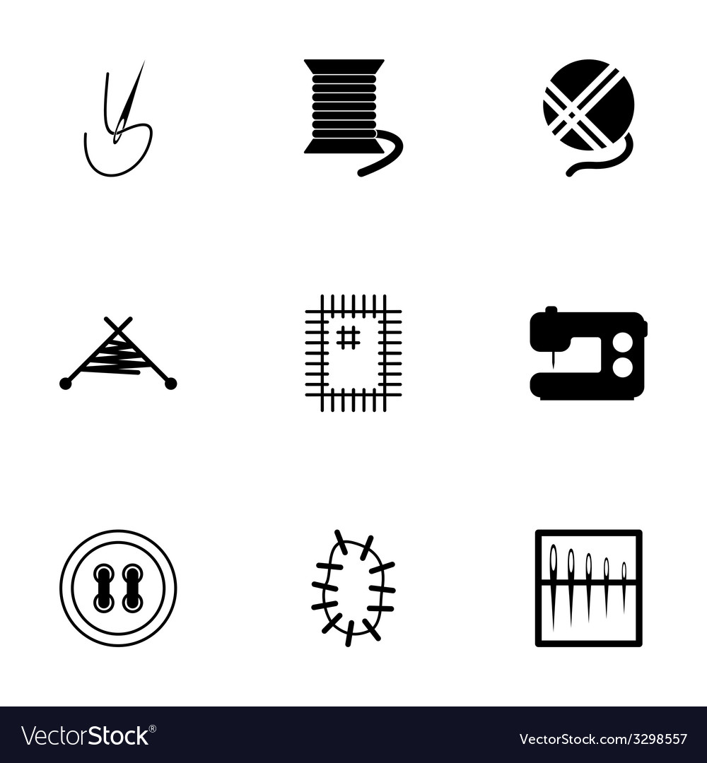 Black Sewing Icons Set Royalty Free Vector Image