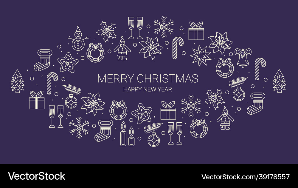 Ellipse composition with christmas icons Vector Image