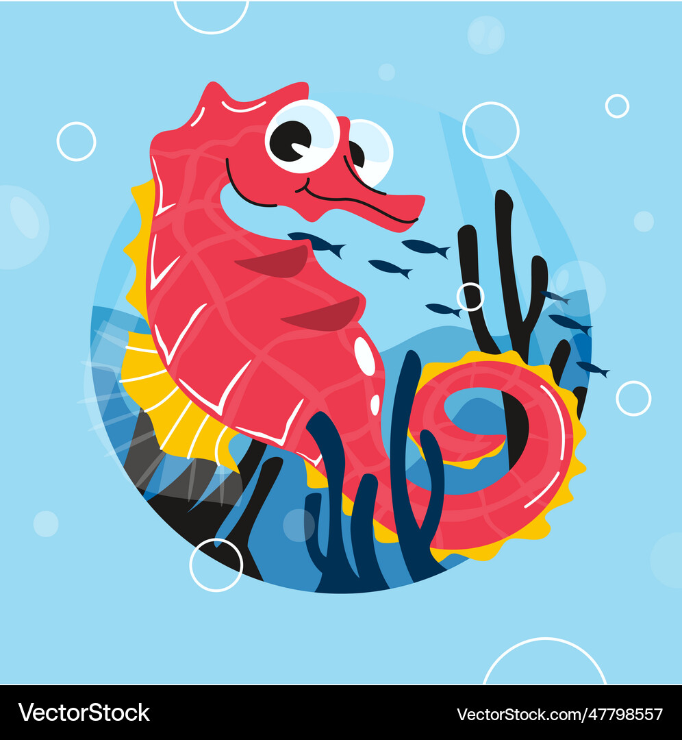Hand drawn seahorse cartoon Royalty Free Vector Image