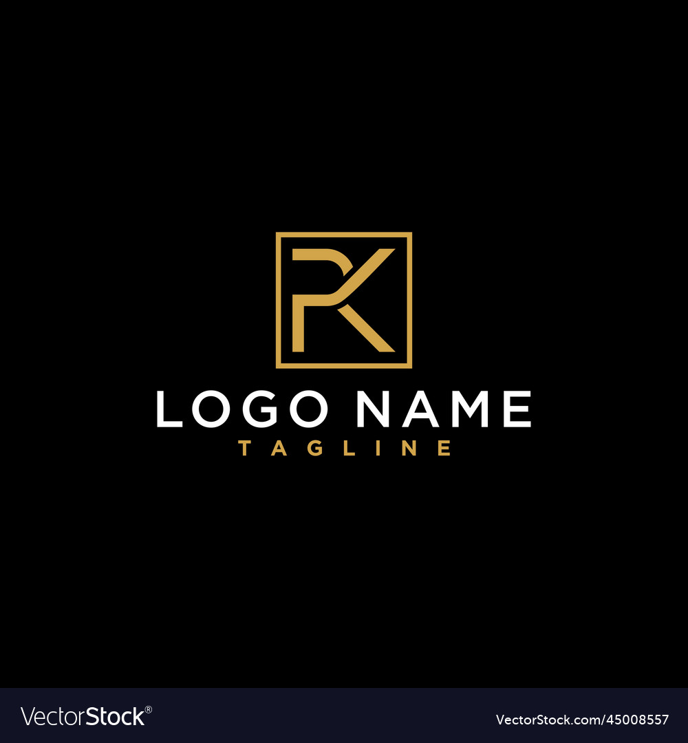 Pk or kp luxury abstract initial square logo Vector Image