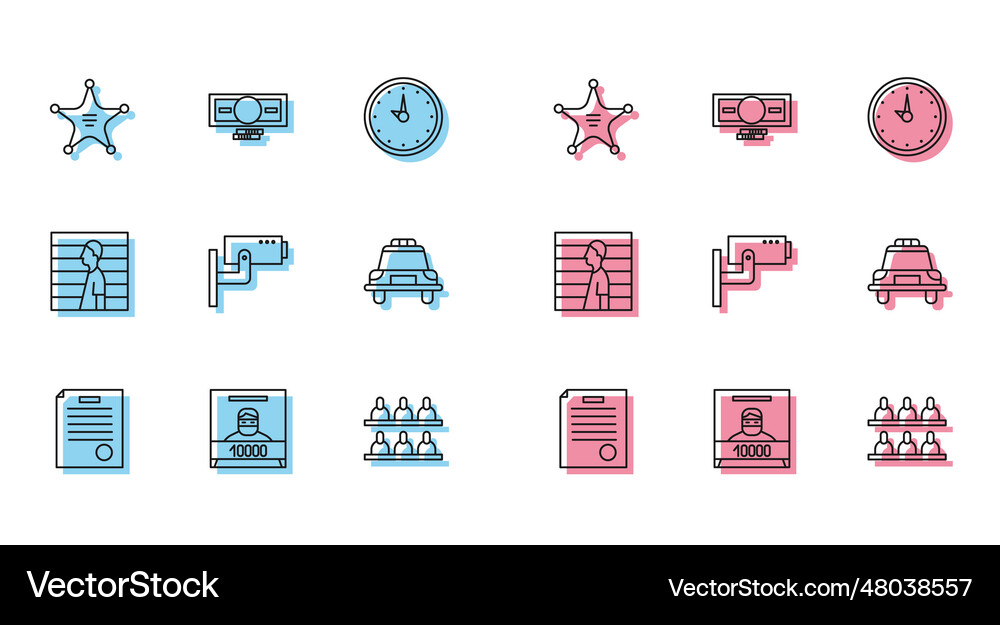 Set line the arrest warrant wanted poster Vector Image