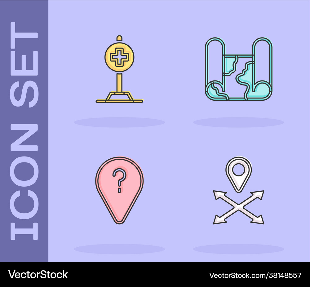 Set location with cross hospital unknown route Vector Image