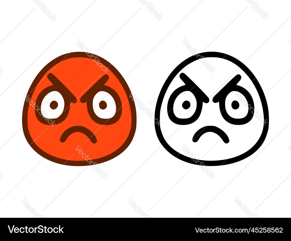 Angry emoticon in two style isolated on white Vector Image