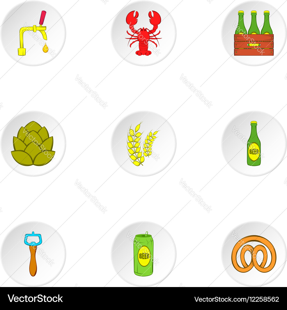 Beer icons set cartoon style Royalty Free Vector Image