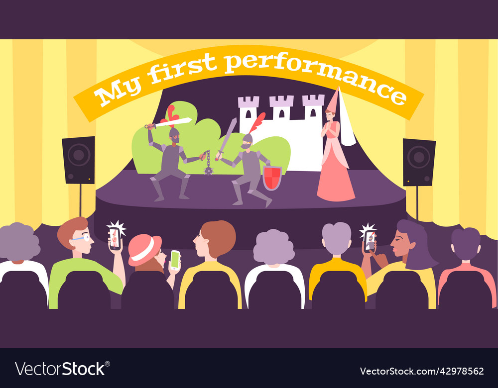 Children performance flat background Royalty Free Vector