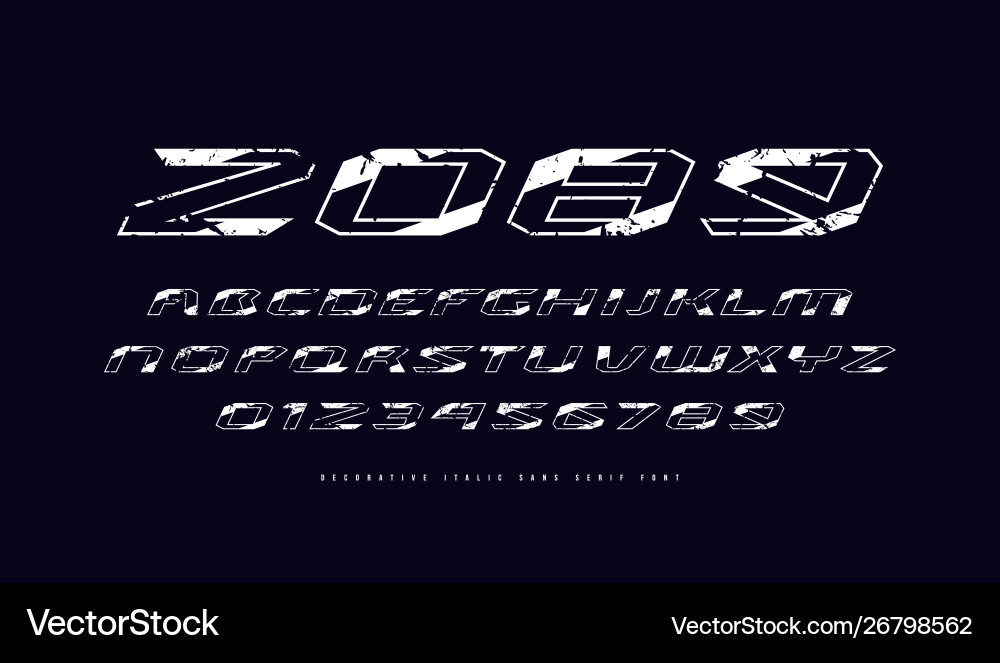 Decorative italic extended sans serif font Vector Image