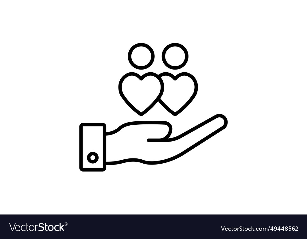 Empathy icon hand and human with heart line Vector Image