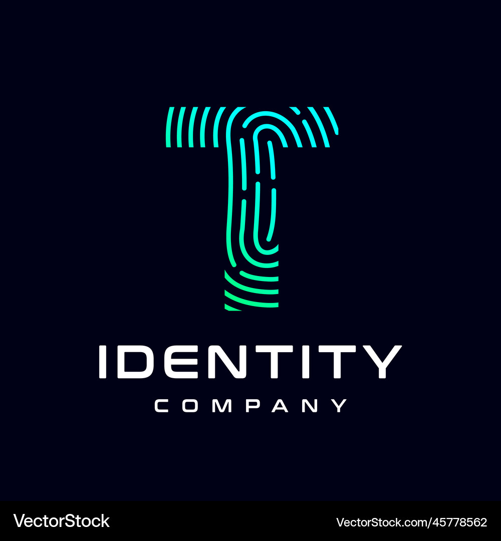 Fingerprint t letter template logo design Vector Image
