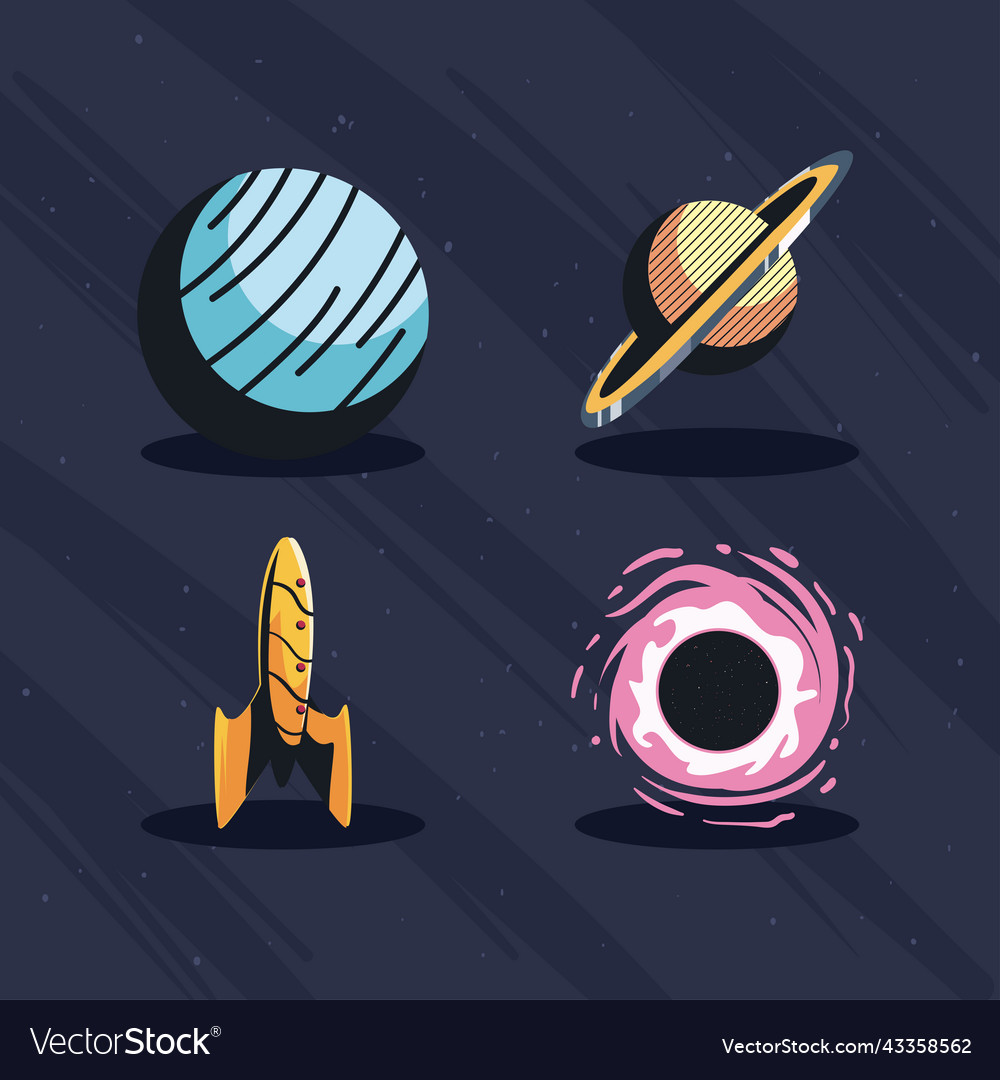 Flat space items Royalty Free Vector Image - VectorStock