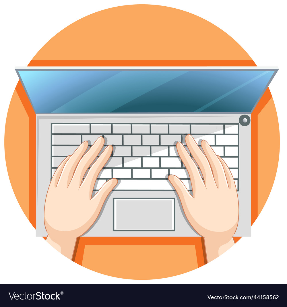 Hands typing on computer keyboard Royalty Free Vector Image