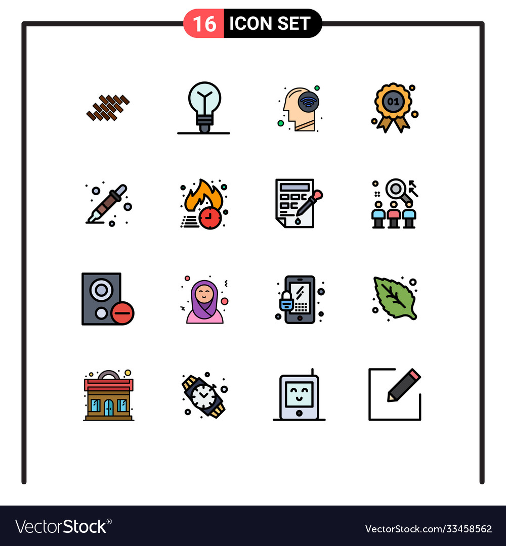 Mobile interface flat color filled line set 16 Vector Image