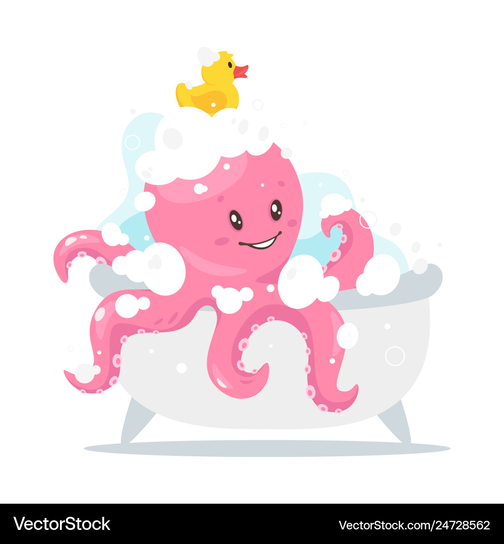 Octopus cartoon style baby character Royalty Free Vector