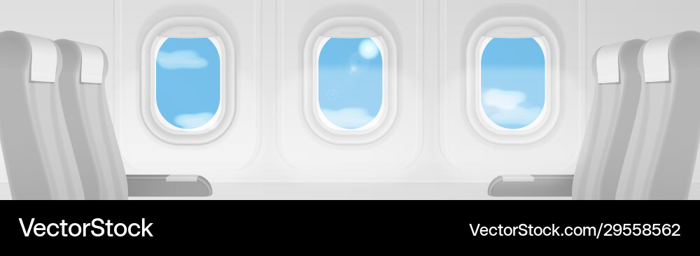 Realistic airplane transport interior ultra wide Vector Image