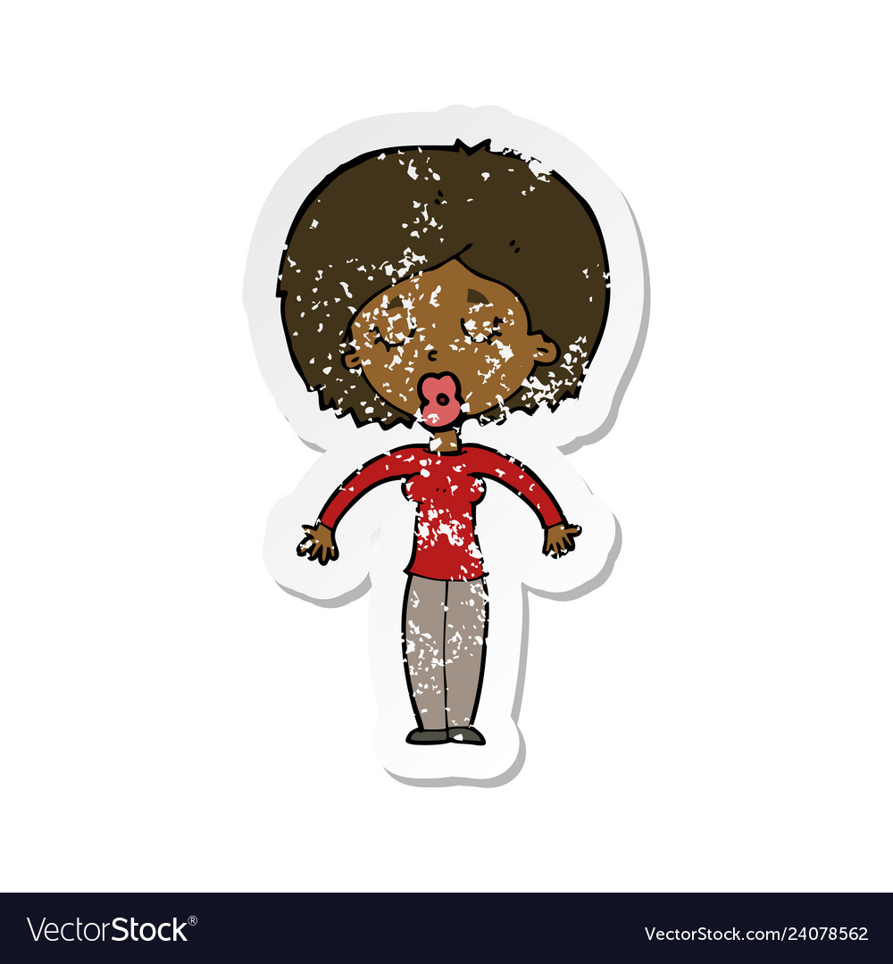 Retro distressed sticker a cartoon woman Vector Image