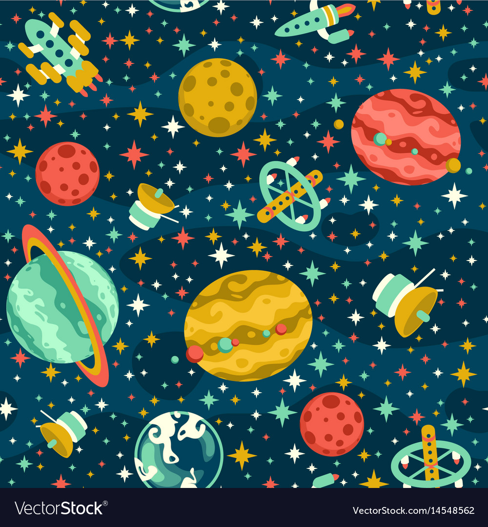 Seamless space pattern Royalty Free Vector Image