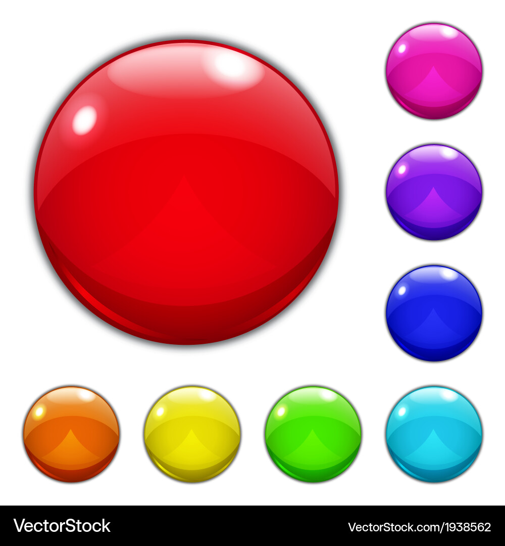 Set of big multicolored glass buttons Royalty Free Vector