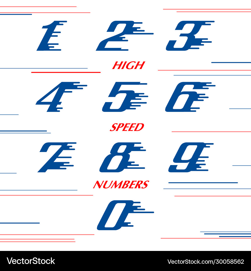 Speed sport numbers set logo design template Vector Image