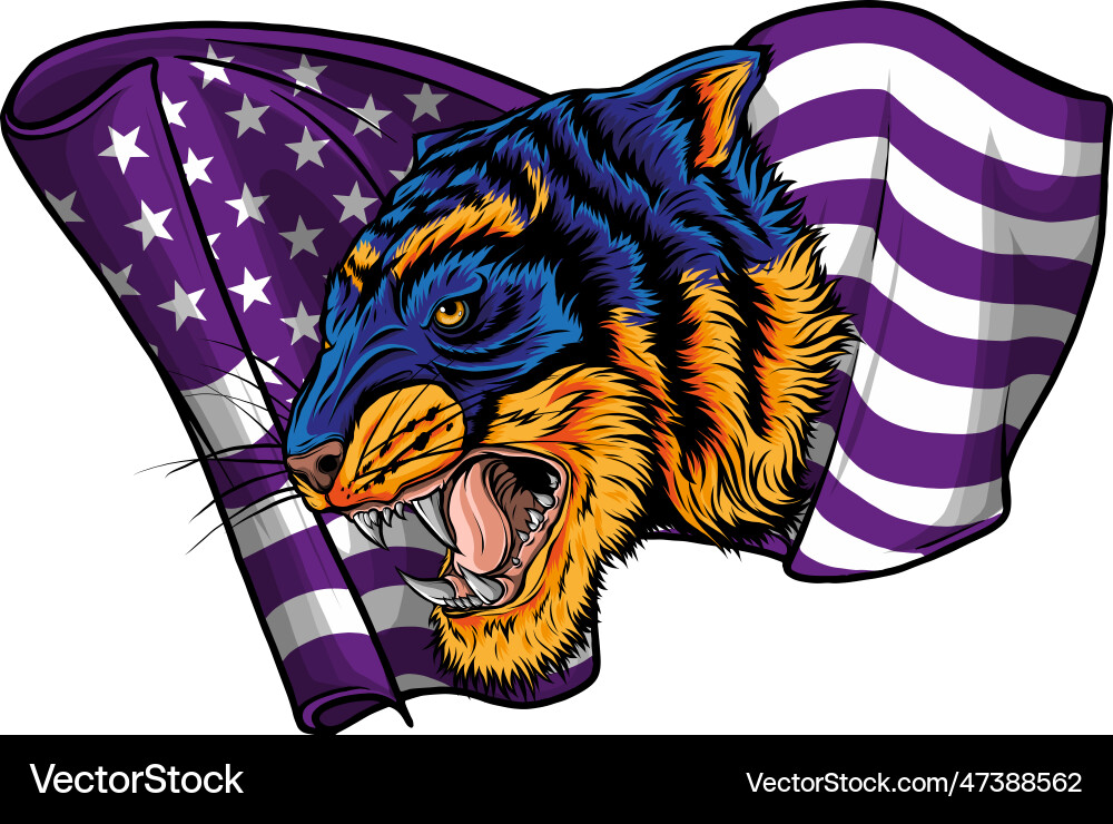 Tiger head in detailed style Royalty Free Vector Image