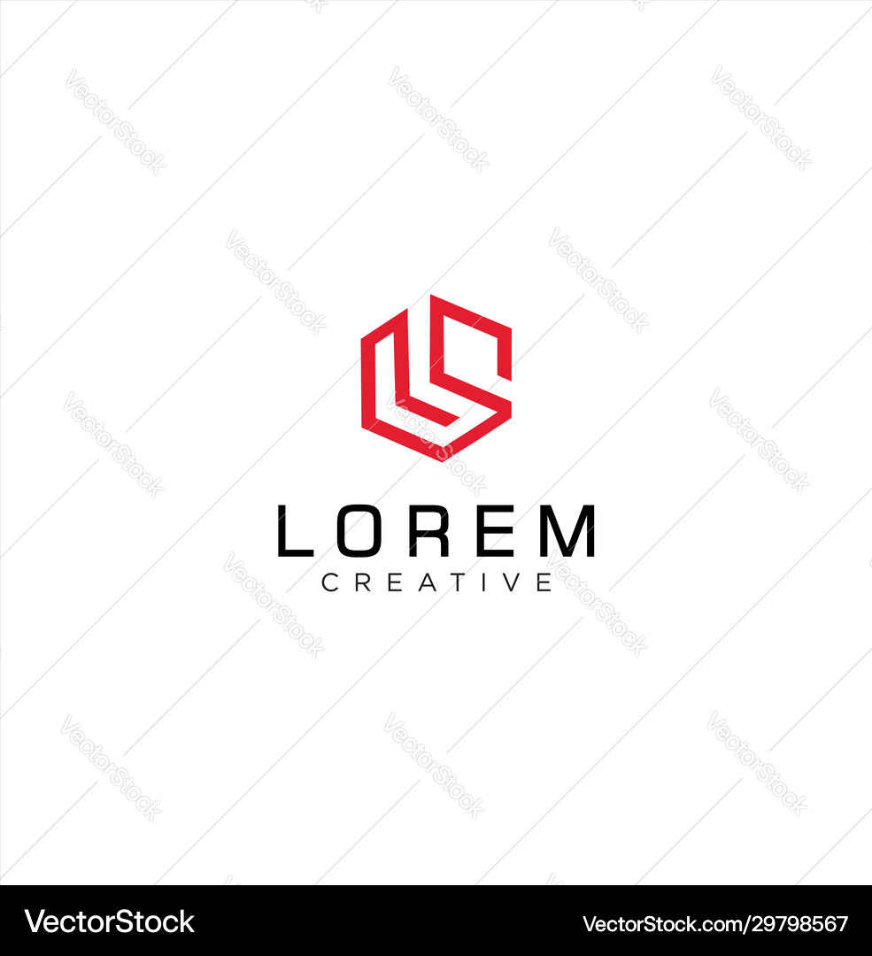 Abstract hexagon letter l s sl logo design Vector Image
