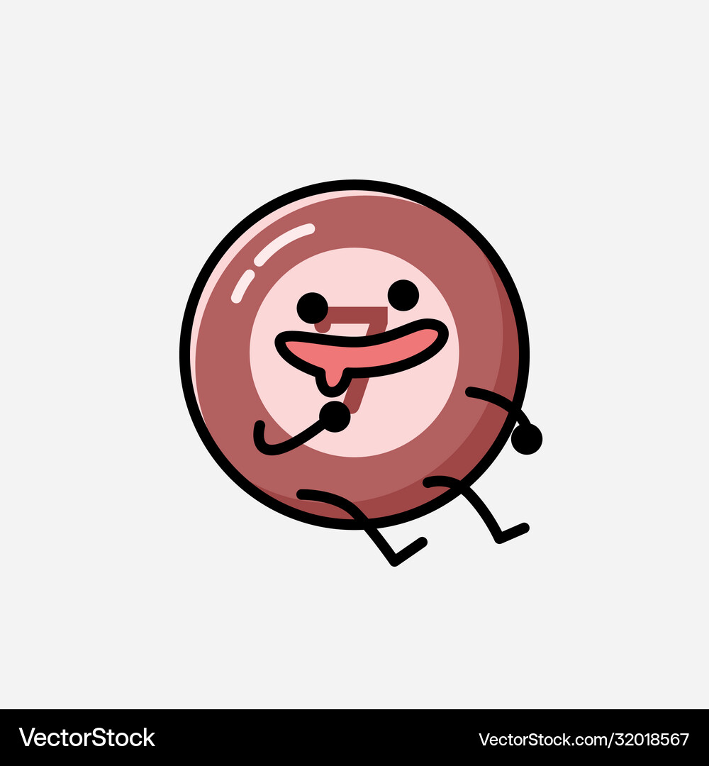 Cute billiard ball mascot character in flat Vector Image
