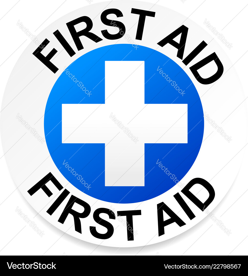 First aid badge with white cross over color Vector Image
