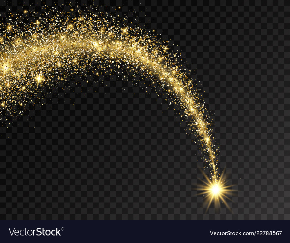 Magic shining gold star with dust tail star dust Vector Image
