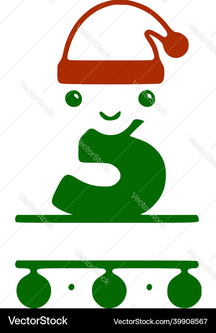 Number 3 cute christmas character name monogram Vector Image