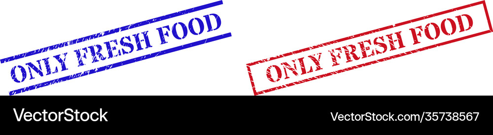 Only fresh food textured scratched stamp Vector Image