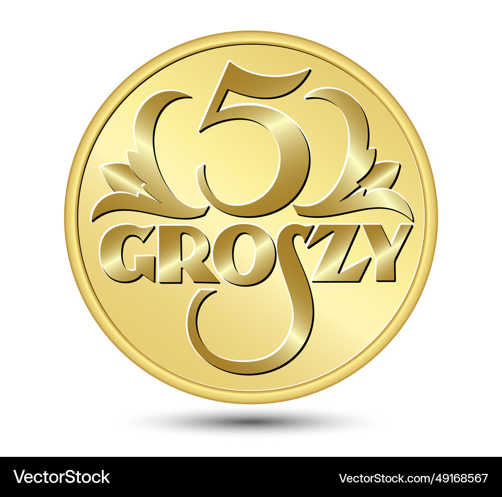 Reverse polish money five grosz coin Royalty Free Vector