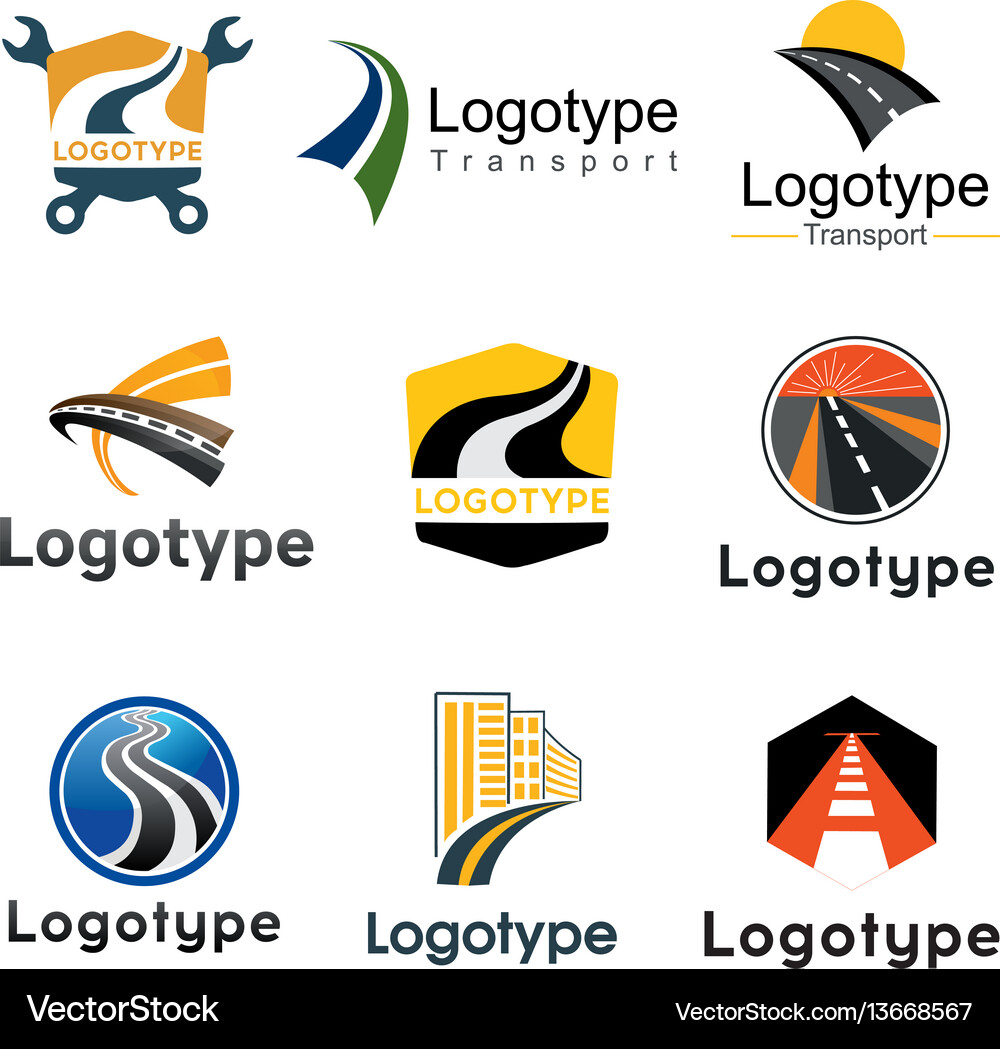 Road transport abstract element set logo Vector Image