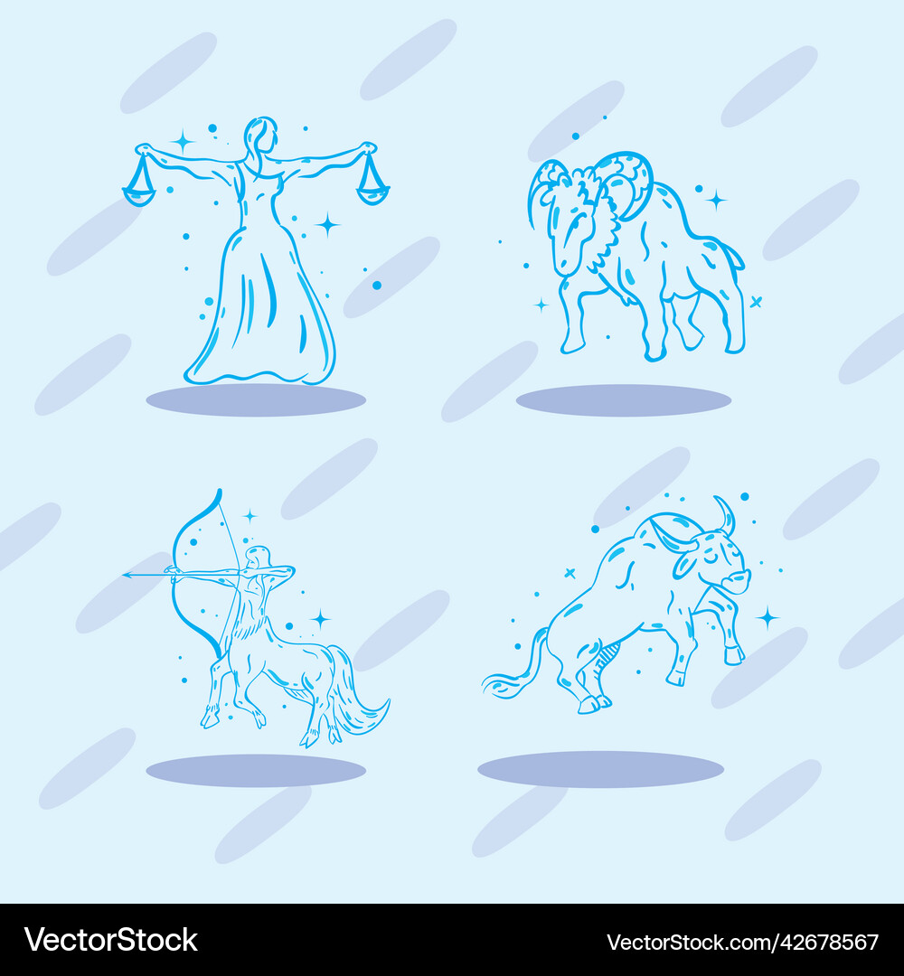 Zodiacal constellations set Royalty Free Vector Image