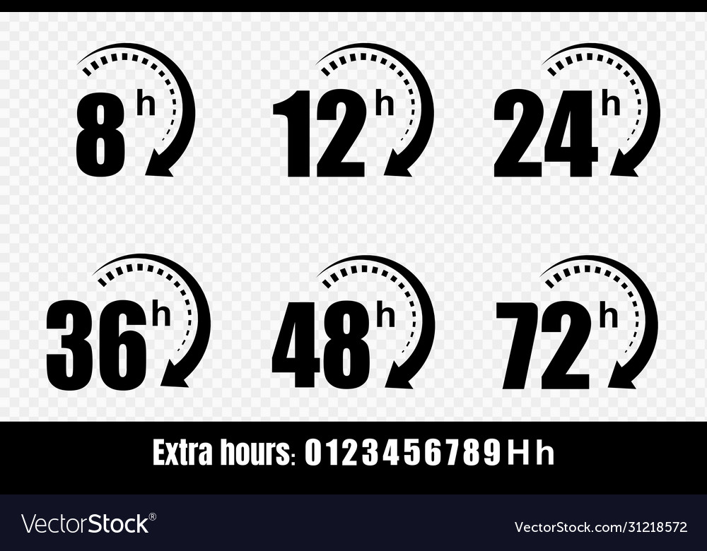 8 12 24 48 and 72 hours clock arrow icons Vector Image 8 12 24 48 and 72 hours clock arrow icons Vector Image