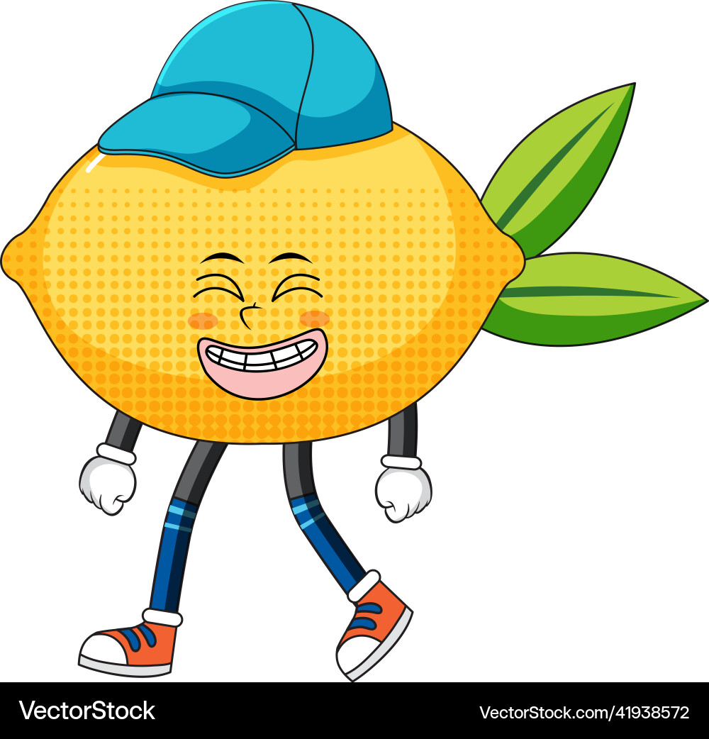 A lemon cartoon character on white background Vector Image