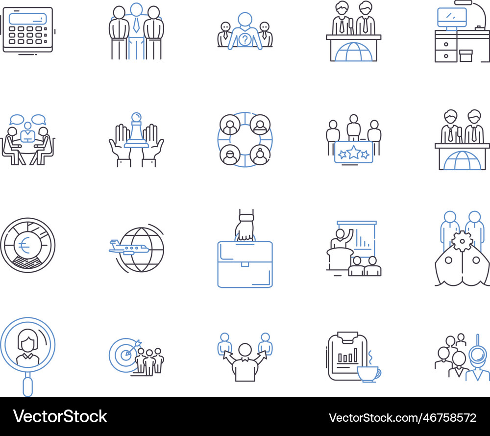 Business workshop outline icons collection Vector Image