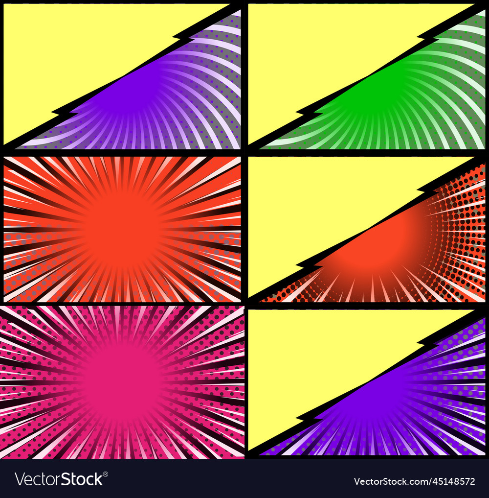 Comic book colorful frames background Royalty Free Vector