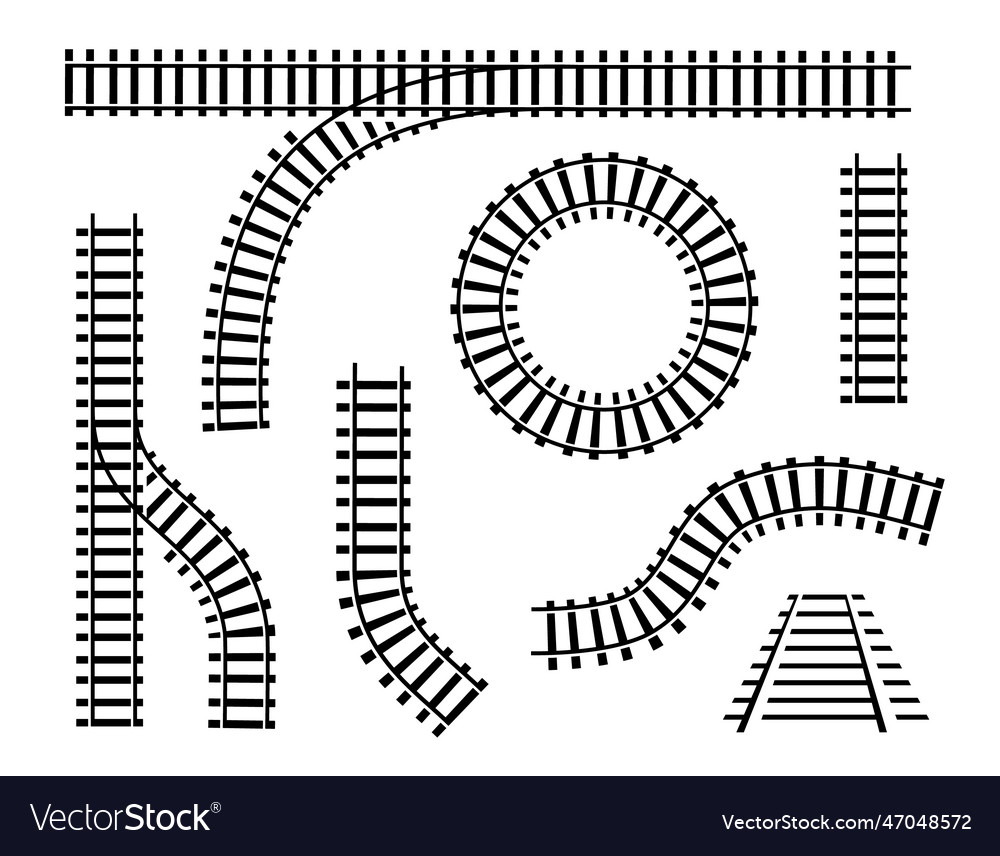 Curved Railroad Tracks Royalty Free Vector Image