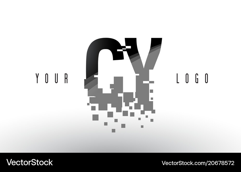 Cy c y pixel letter logo with digital shattered Vector Image