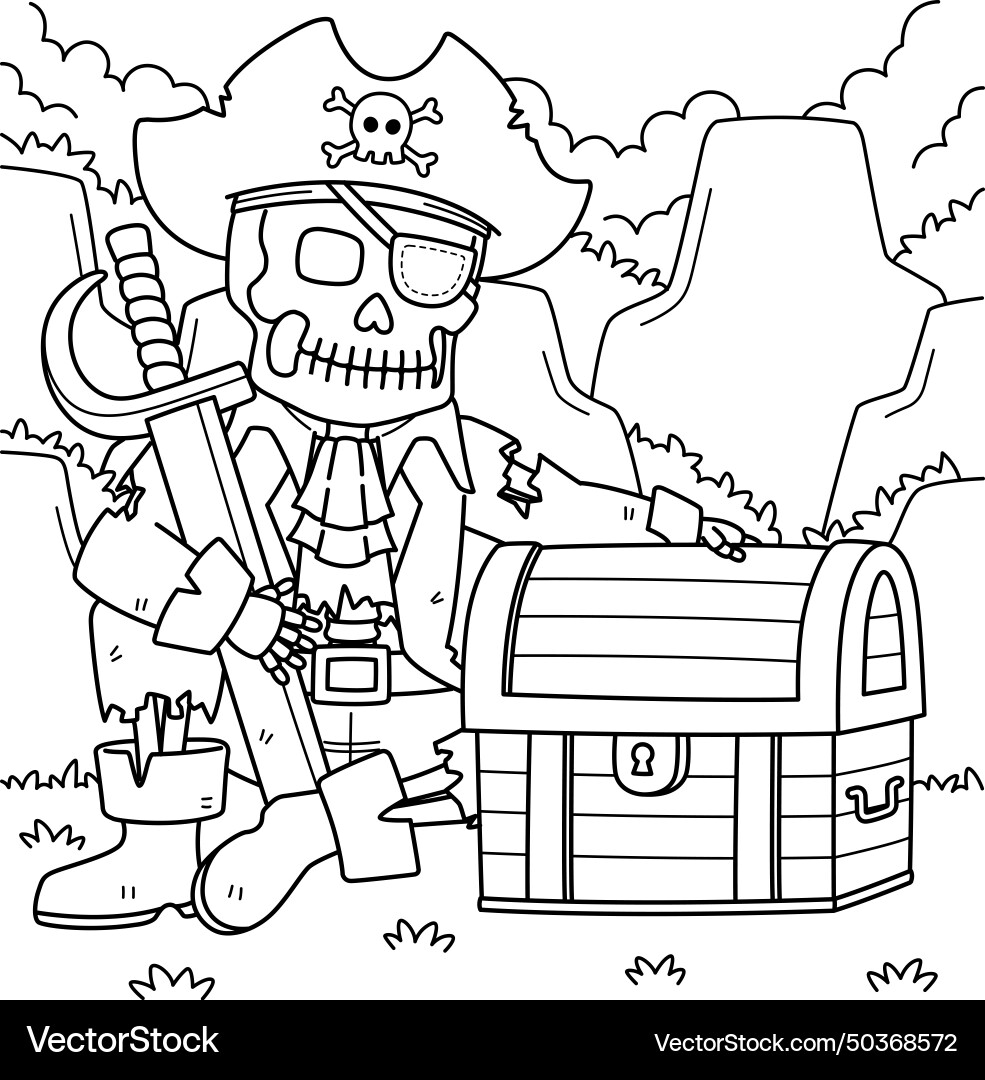 Dead pirate coloring page for kids Royalty Free Vector Image