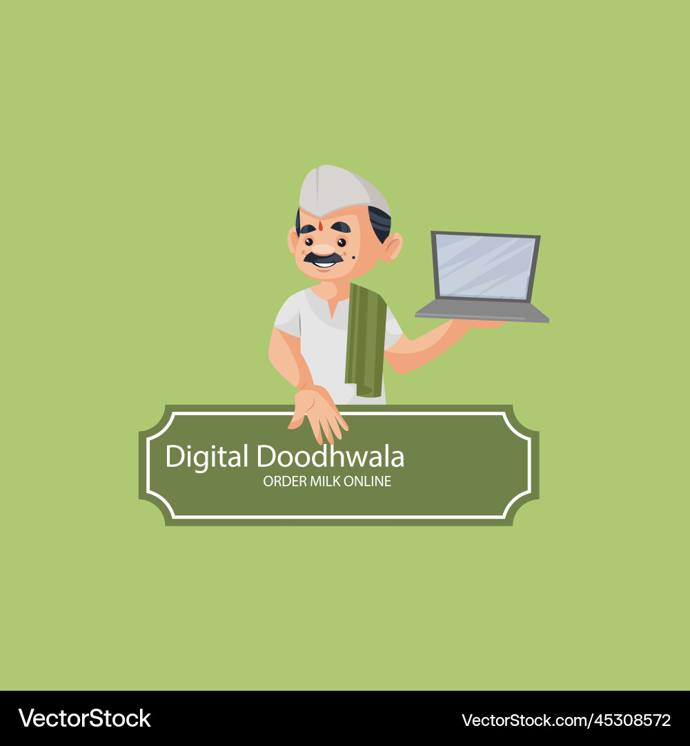 Digital doodhwala order milk online logo Vector Image