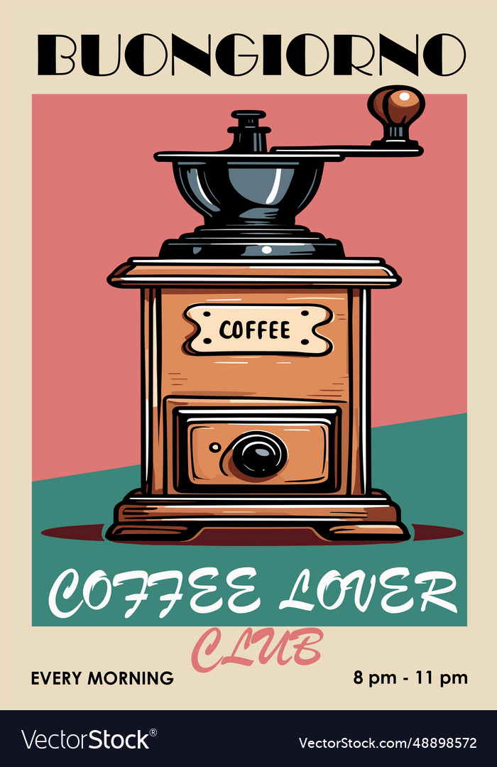 Good morning in italian retro poster art Vector Image